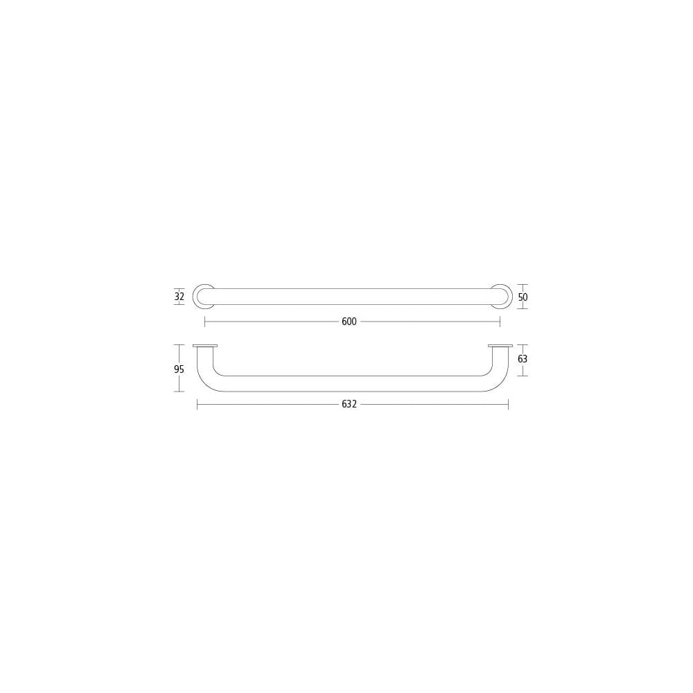 16051N Allgood Modric Series 316 Stainless Steel Fixed Grab Rail ...