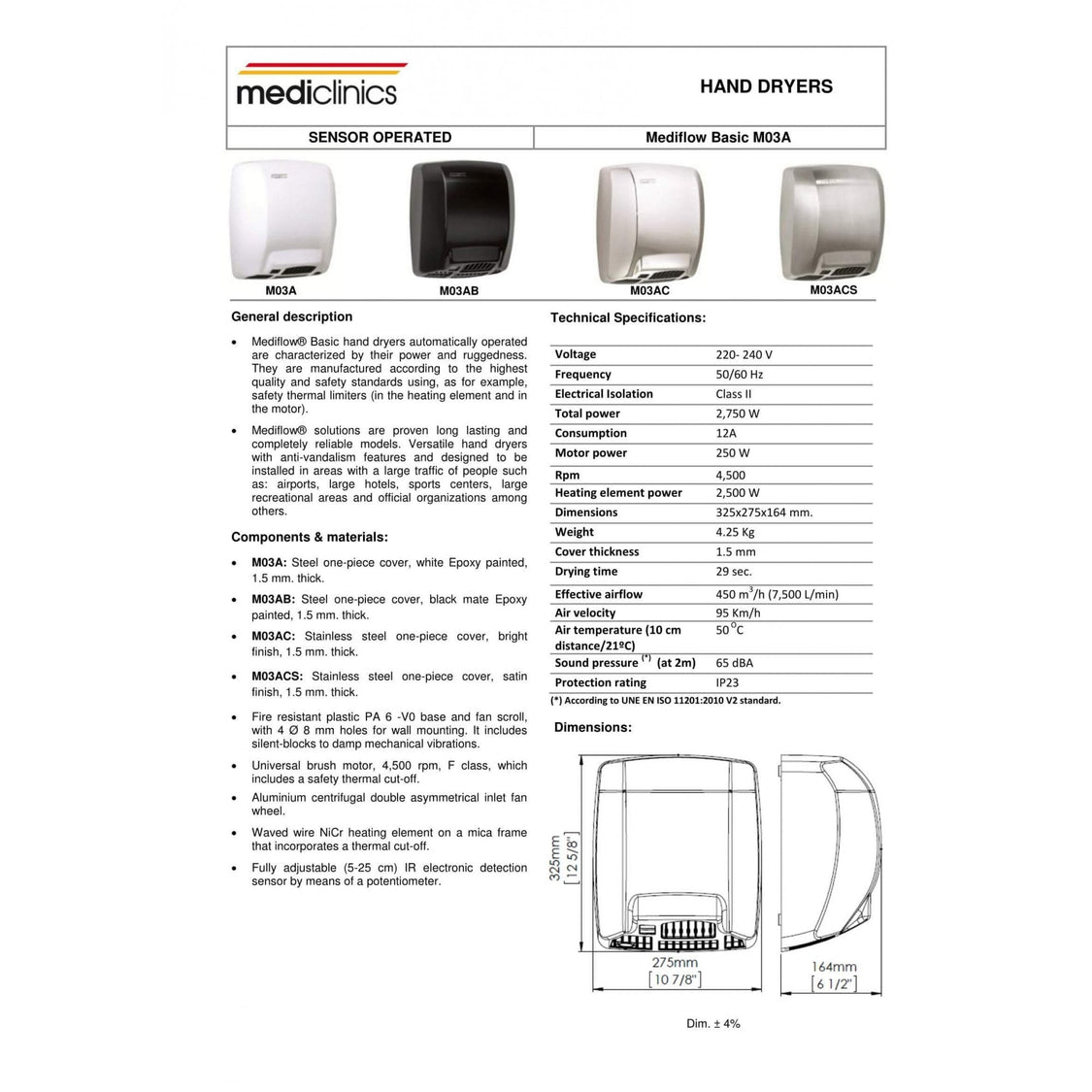 Mediclinics Mediflow® Hand Dryer Brushed Satin - M03ACS – Intelligent ...